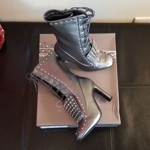 Glamour Chic | Shoes | Pewter Grey High Ankle Booties | Poshmark